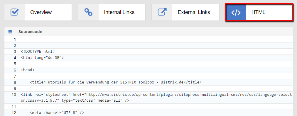 Onpage-Evaluation of individual URLs in the Optimizer - SISTRIX