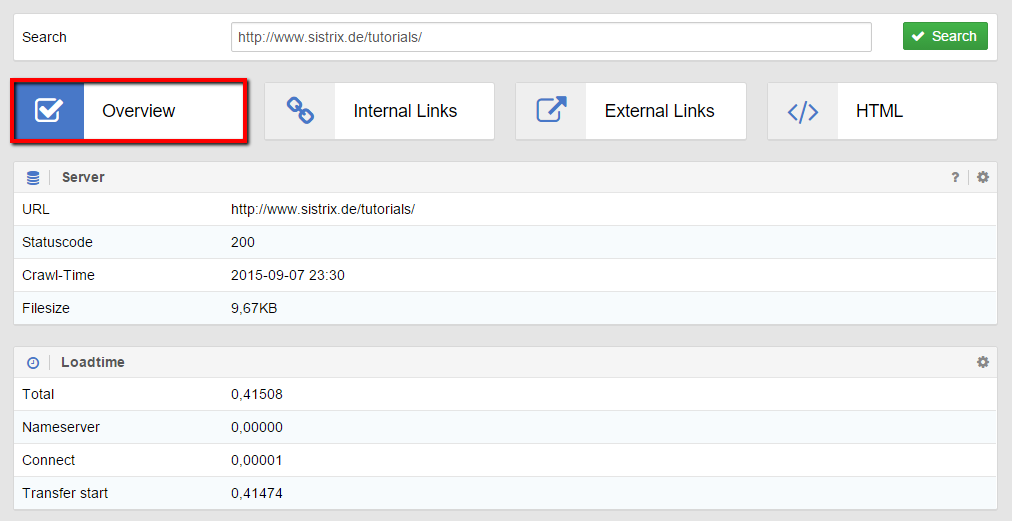 Onpage-Evaluation of individual URLs in the Optimizer - SISTRIX